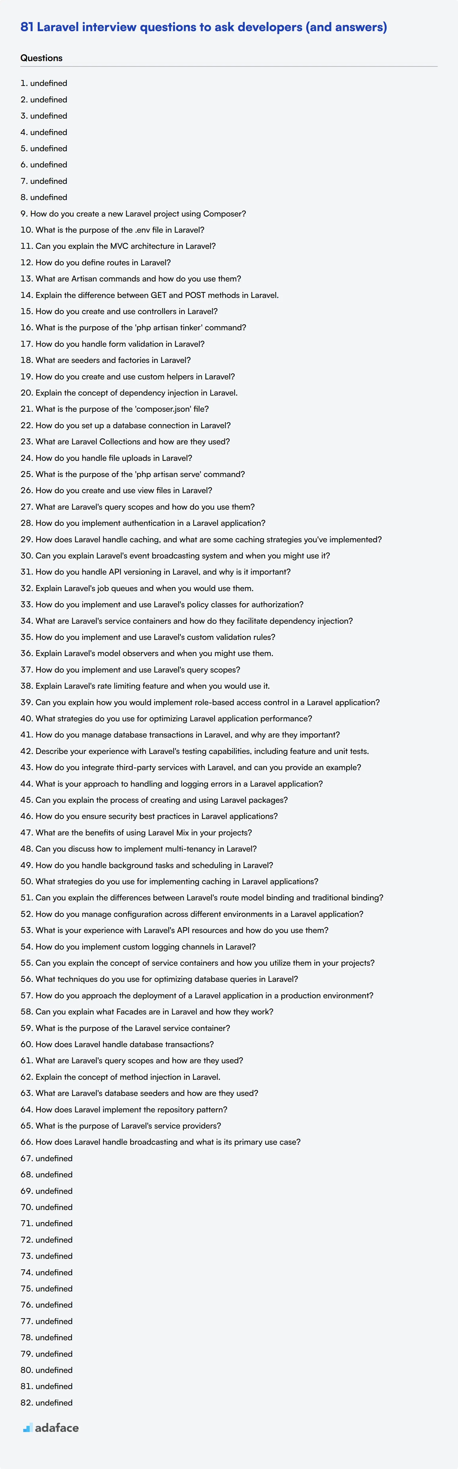 81 Laravel Interview Questions - Adaface