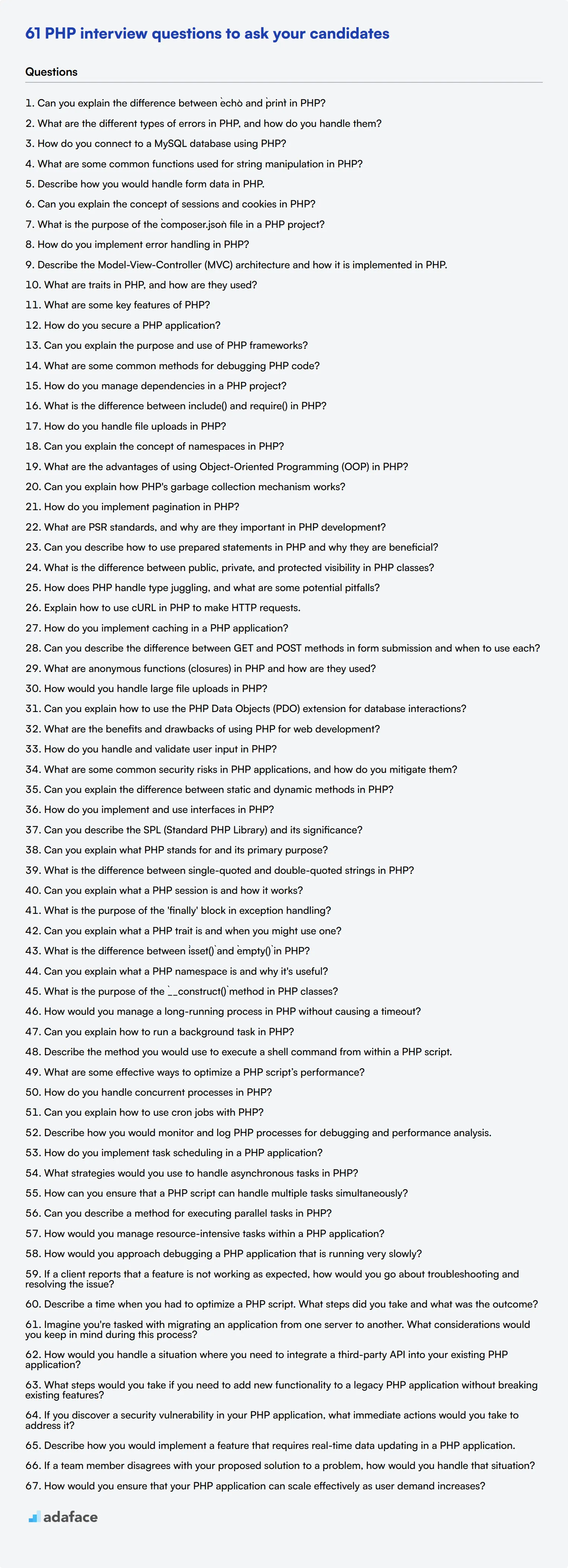 61 PHP interview questions - Adaface