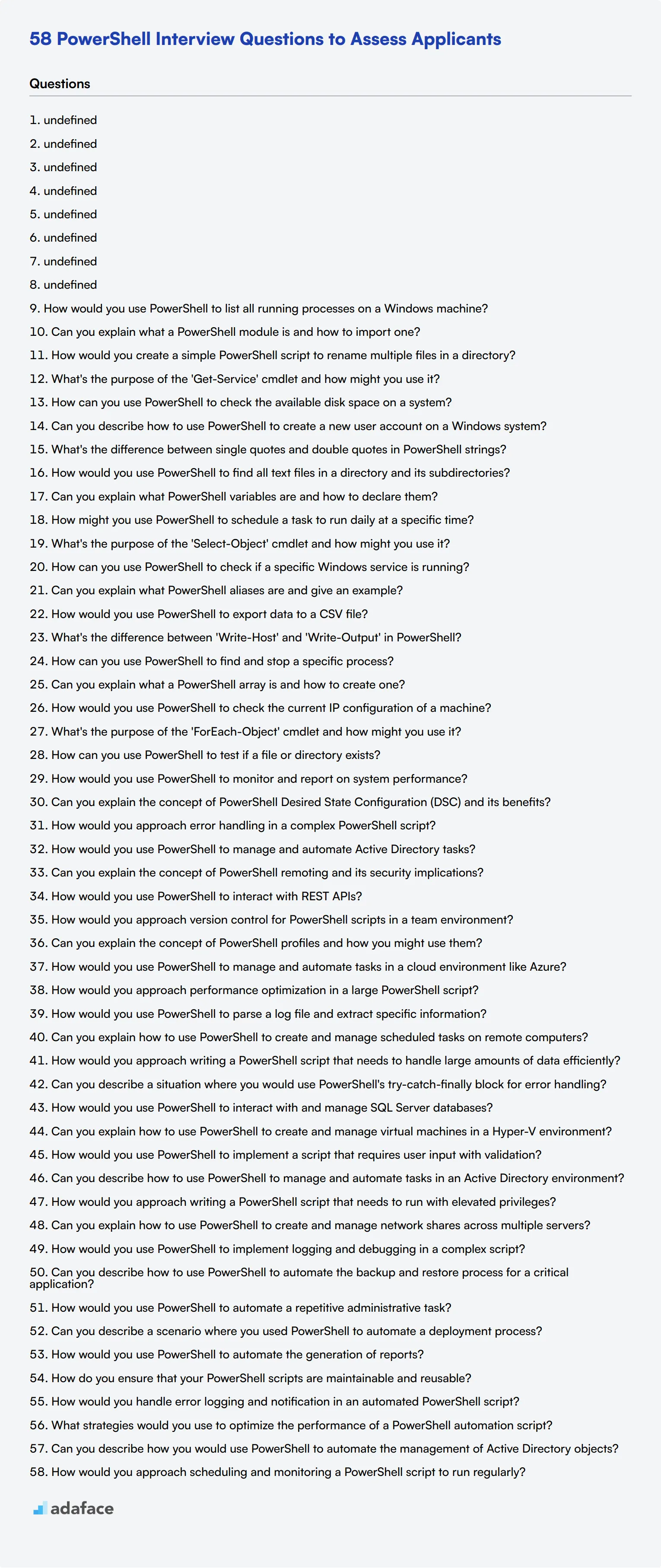 58 PowerShell Interview Questions - Adaface
